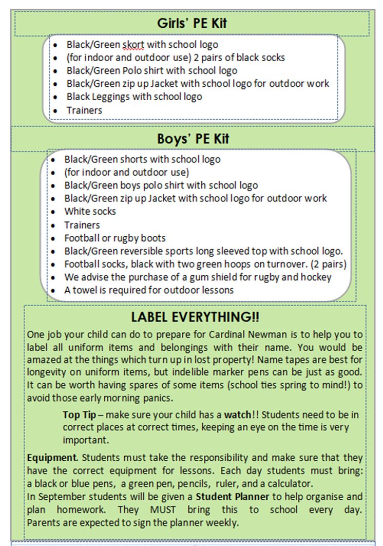 Cardinal Newman Catholic School - uniform